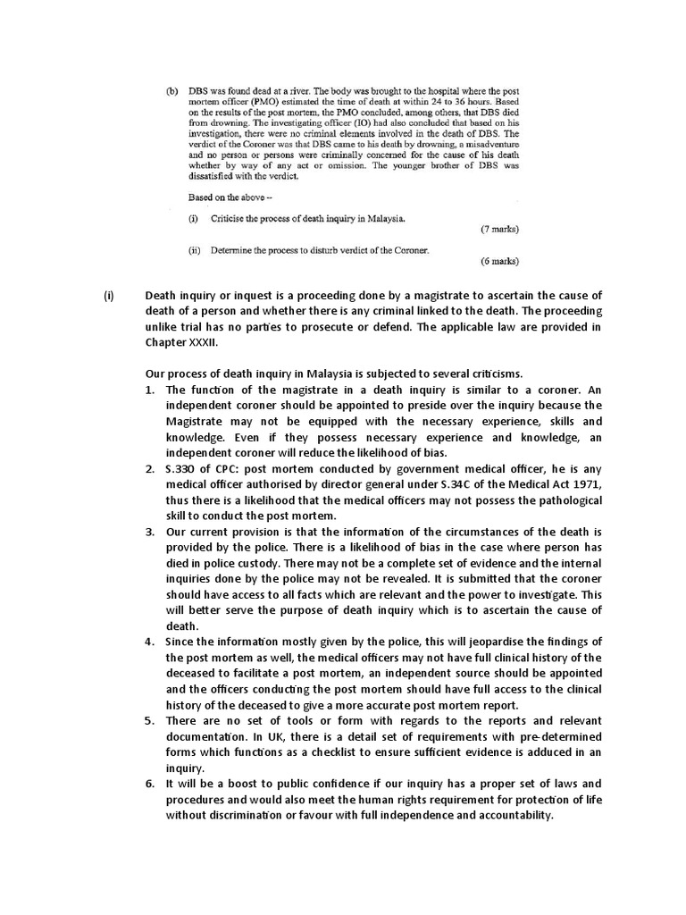 Death Inquiry | PDF | Coroner | Autopsy
