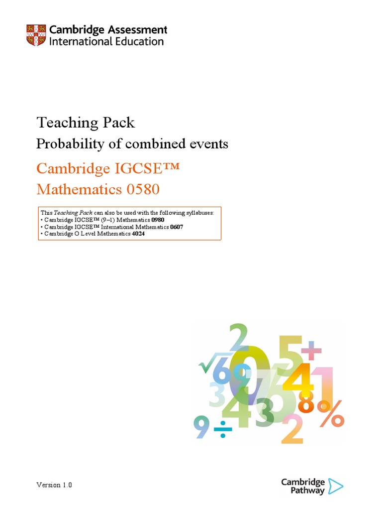 0580 Probability Teaching Pack v1 | PDF | Teaching Method | Learning