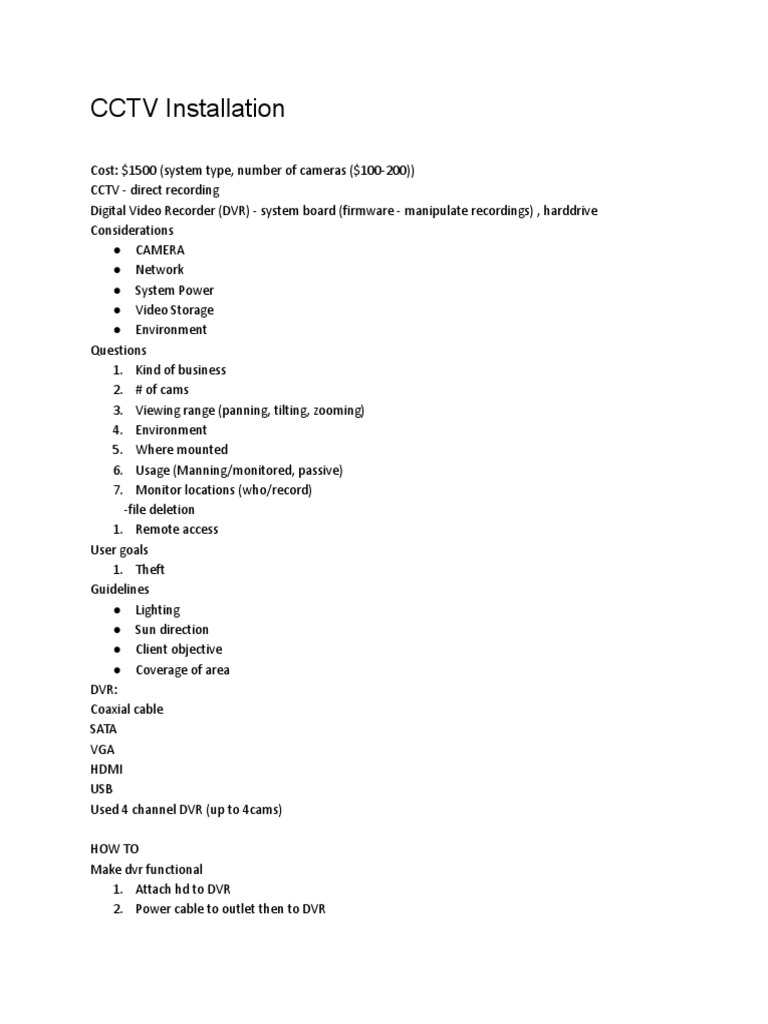 CCTV Installation | PDF