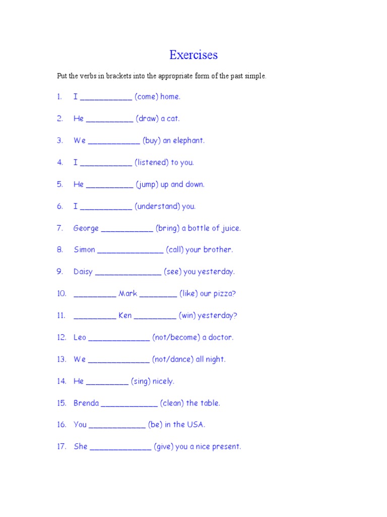 Past Simple Exercises With Solutions Fun Activities Games Grammar ...