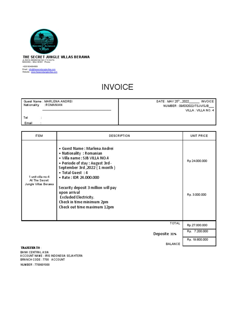 Invoice SJB Villa No.4 | PDF | Economies | Money