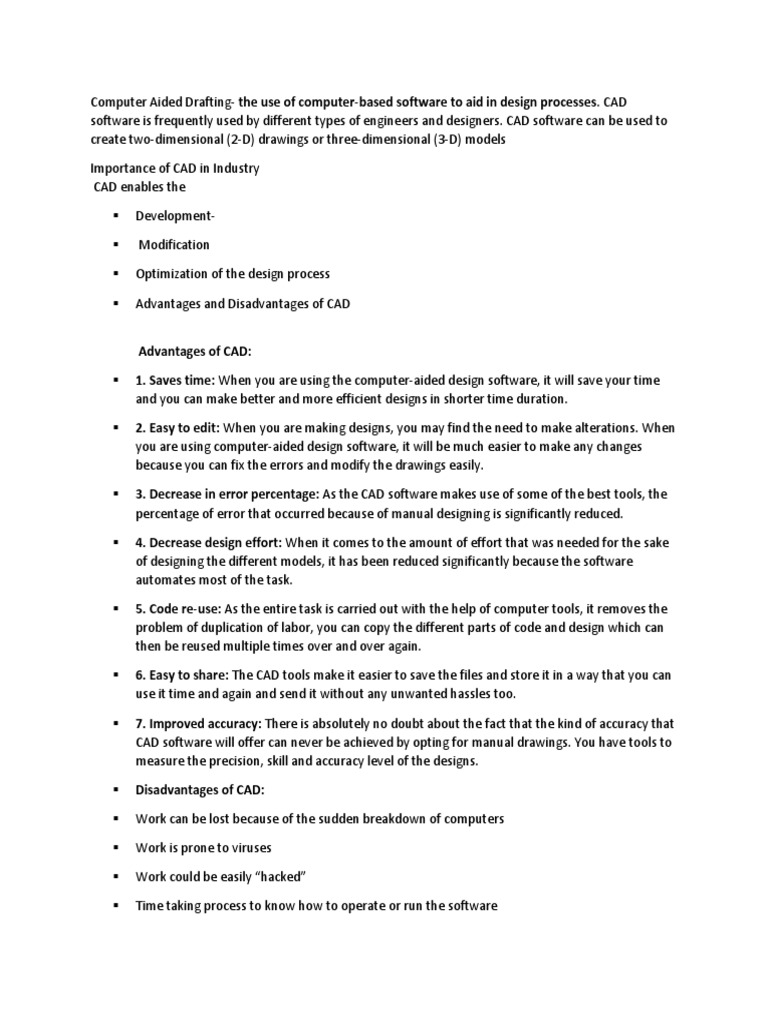 Benefits And Applications Of Cad Software Pdf Computer Aided Design