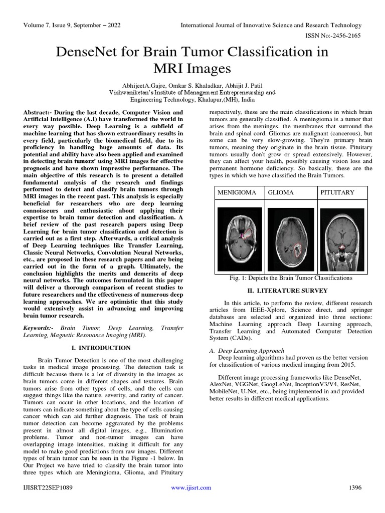 Densenet For Brain Tumor Classification In Mri Images Pdf Deep Learning Machine Learning