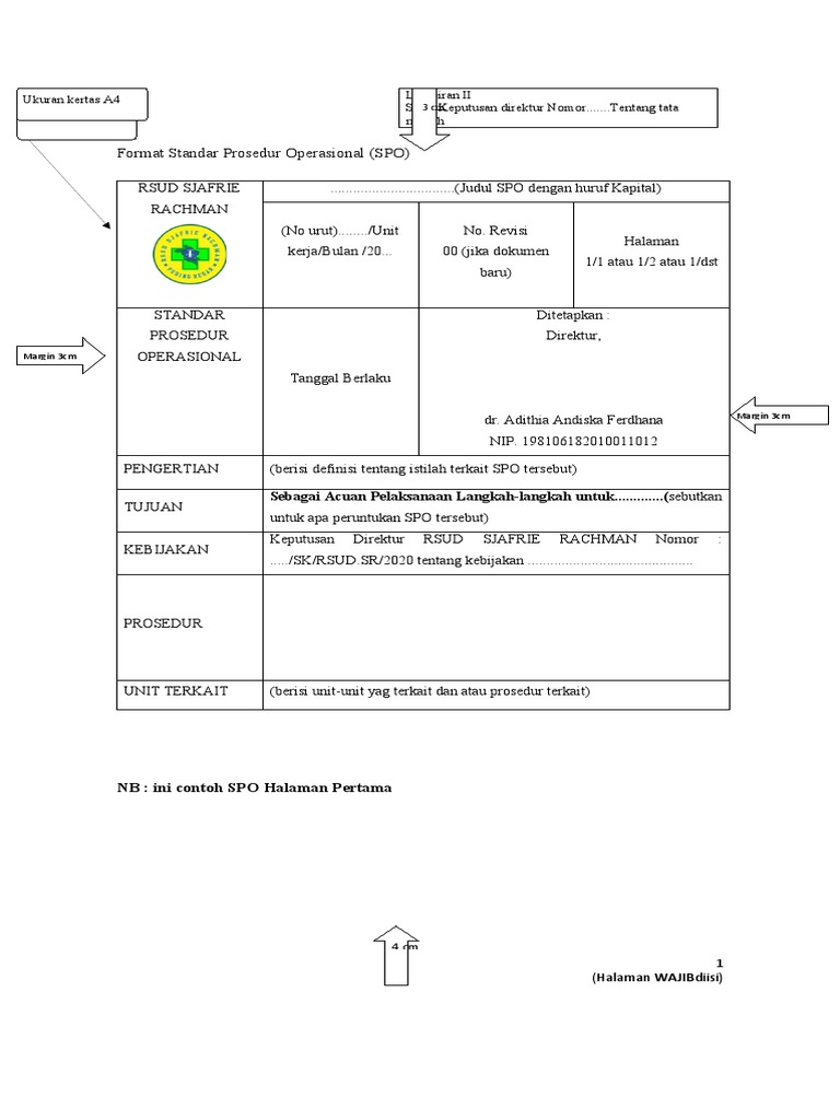 Tata Naskah Lampiran II FORMAT SPO RSUD SR | PDF