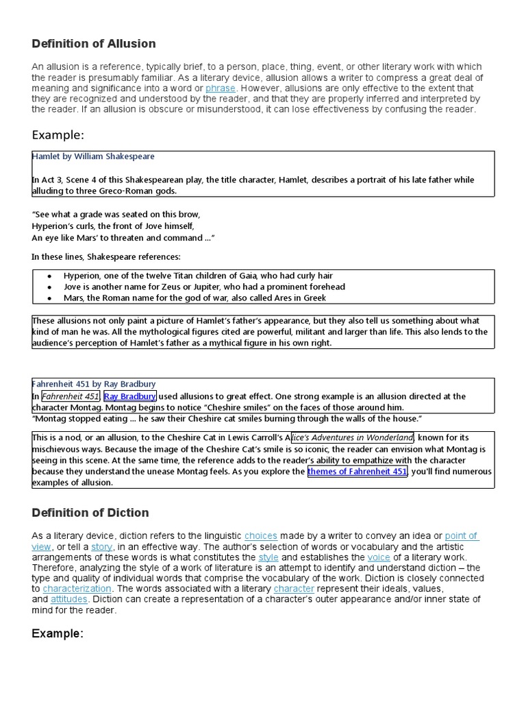 Definition of Allusion | PDF | Poetry