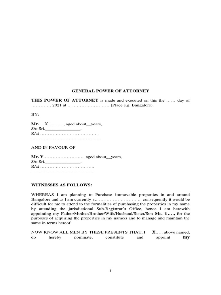 General Gpa Format For People in India Without Sale Power For Any ...