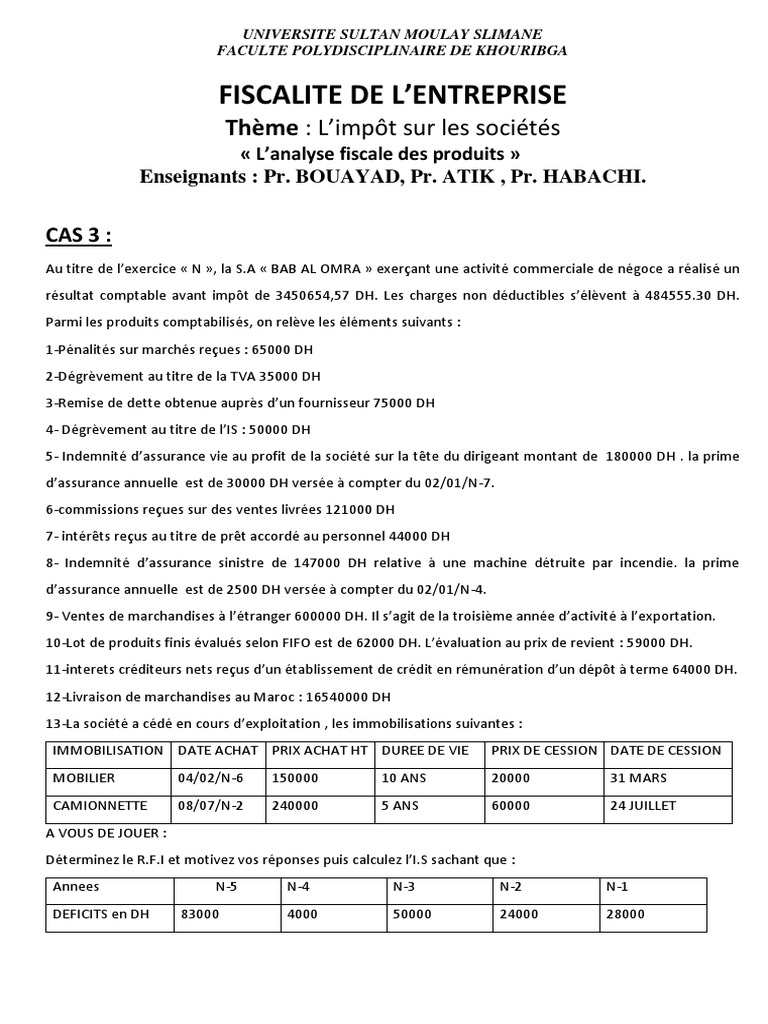 Correction de l'exercice fiscal IS | PDF | Comptabilité | Assurance
