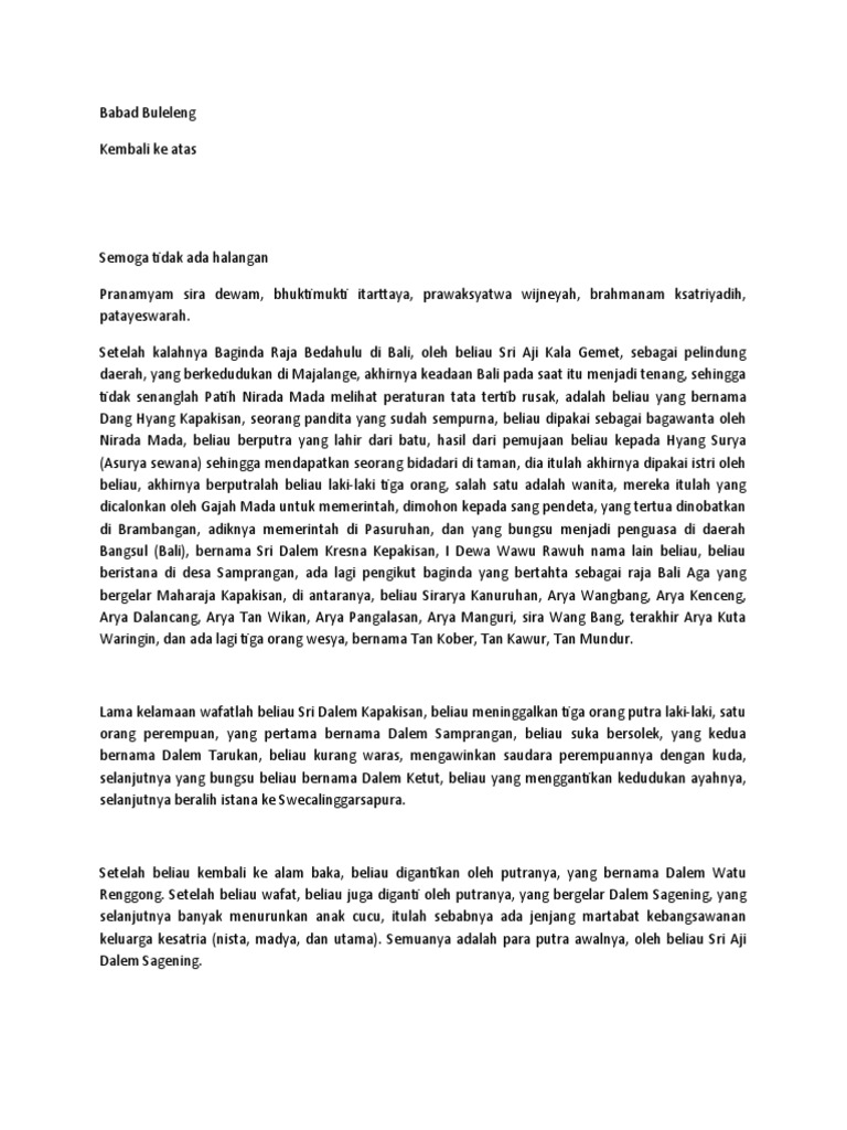 Babad Buleleng | PDF