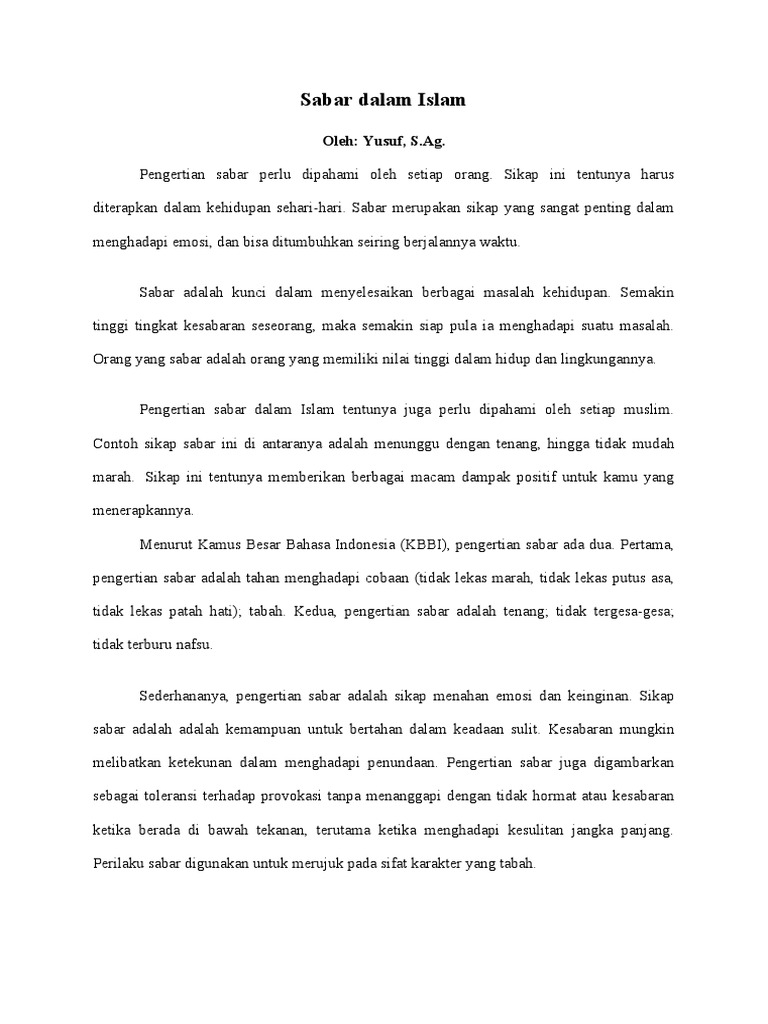 Sabar Dalam Islam | PDF