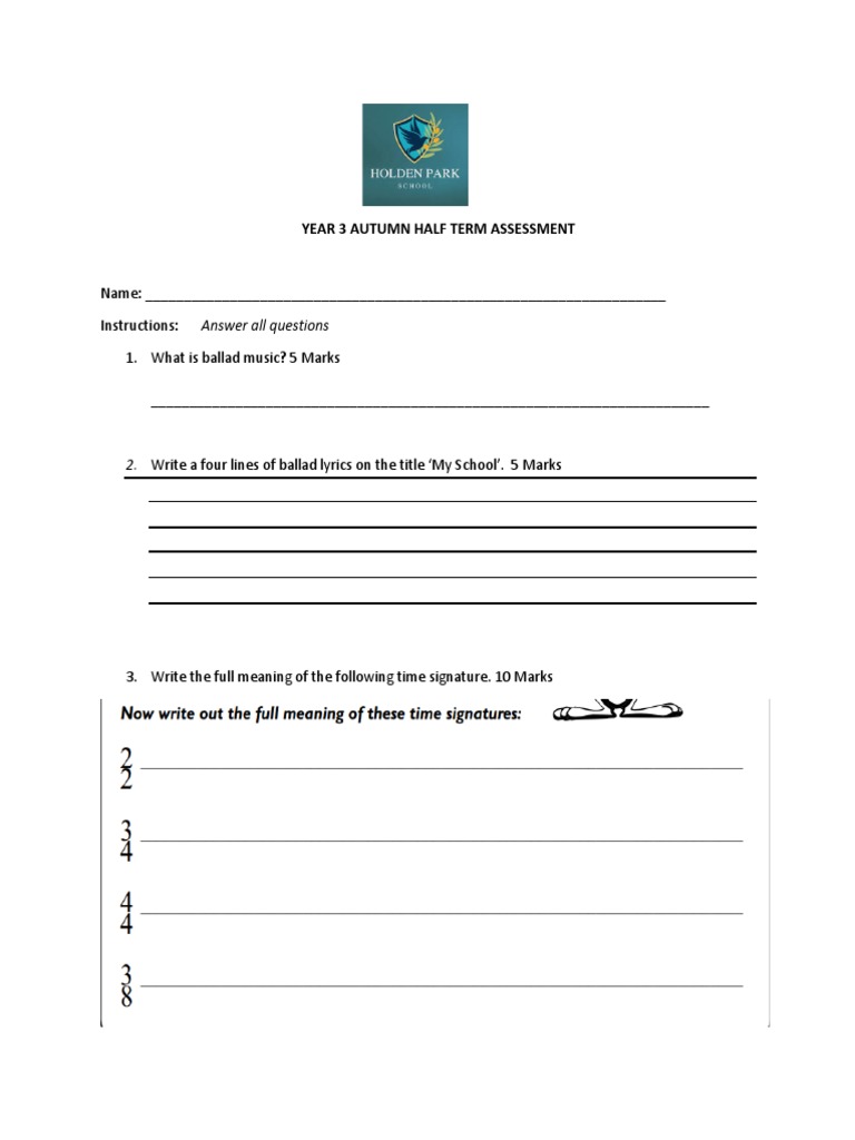 Year 3 Autumn Half Term Assessment 2022.2023 | PDF