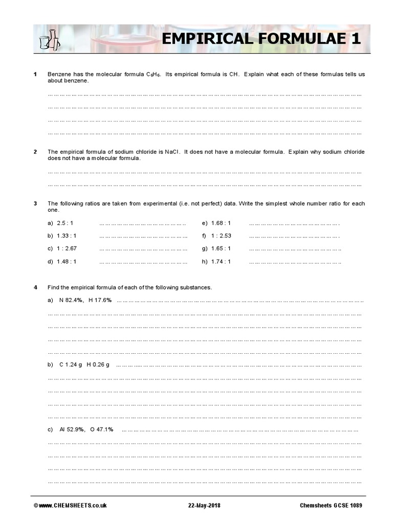 Empirical Formulae | Download Free PDF | Molecules | Sets Of Chemical ...