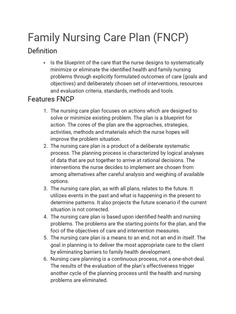 Family Nursing Care Plan (FNCP) | PDF