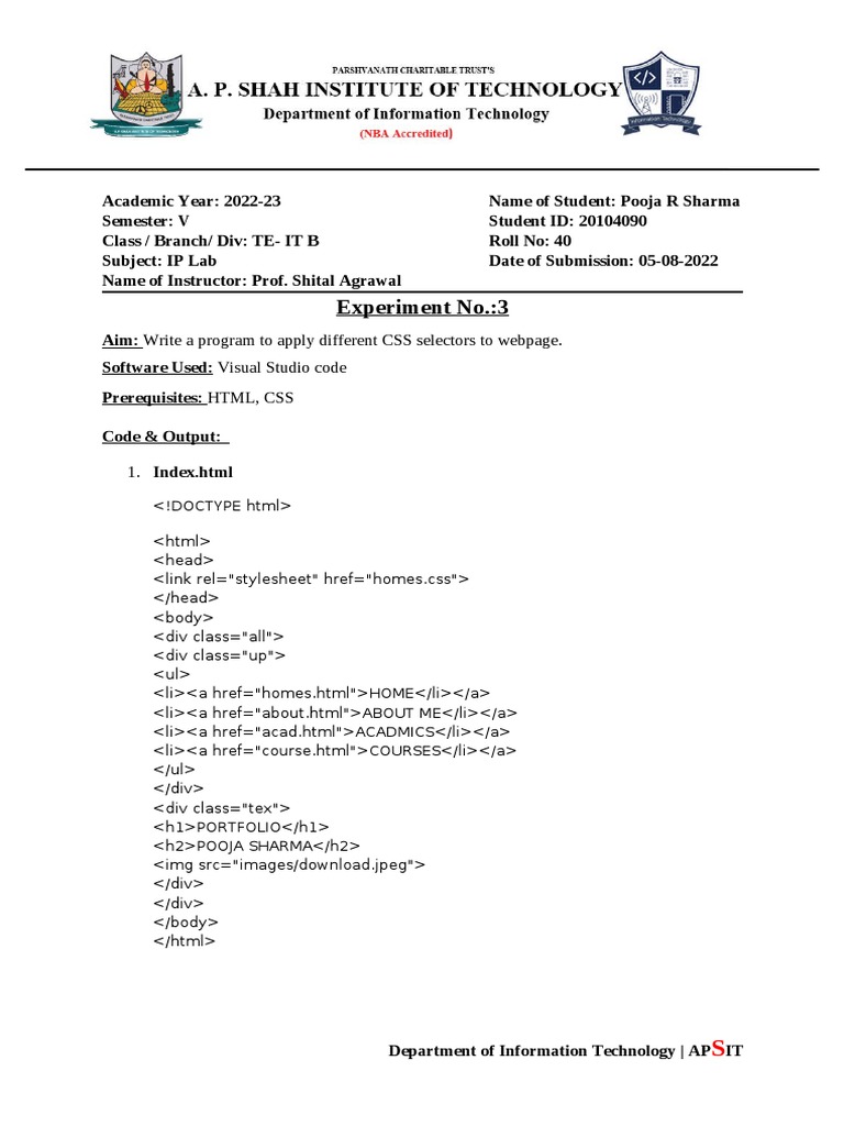 40 - Ipl - Exp3 - STD Output | PDF | Computing | World Wide Web