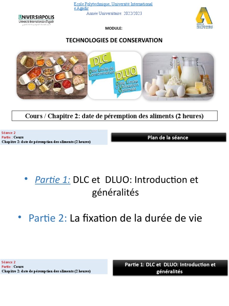 Cours Chapitre 2 Date de Pã©remption Des Aliments (2 Heures) | PDF | Nourritures | Nourriture et ...