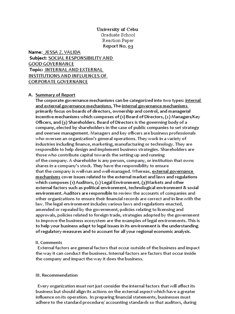 Module 3 Internal and External Factor | PDF