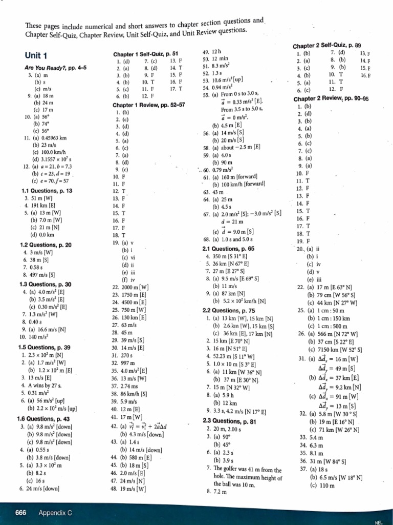 SPH3U Kinematics Review Answers | PDF | Teaching Methods & Materials