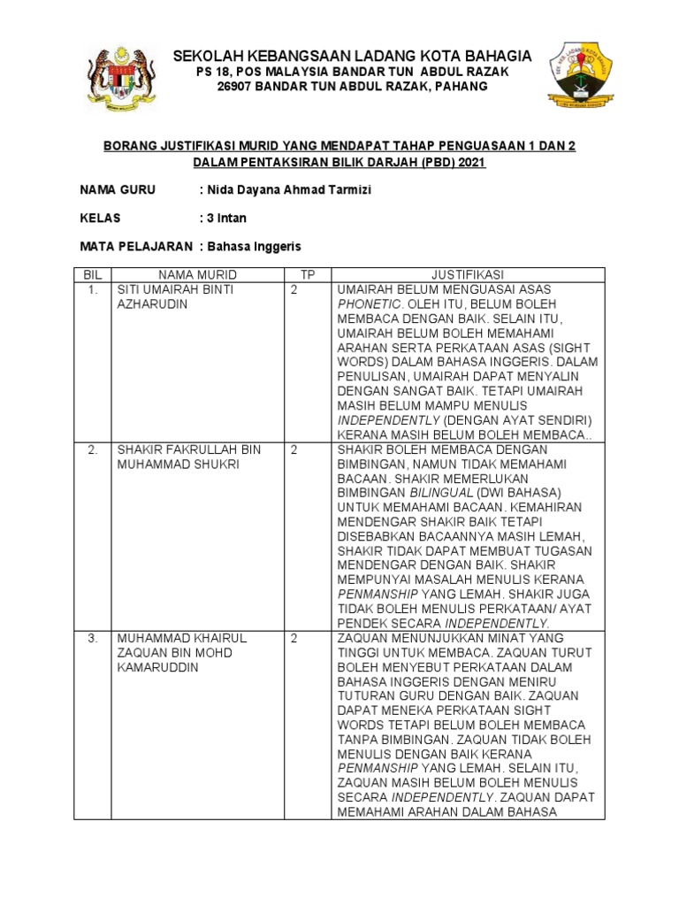 Justifikasi English 3 Intan | PDF