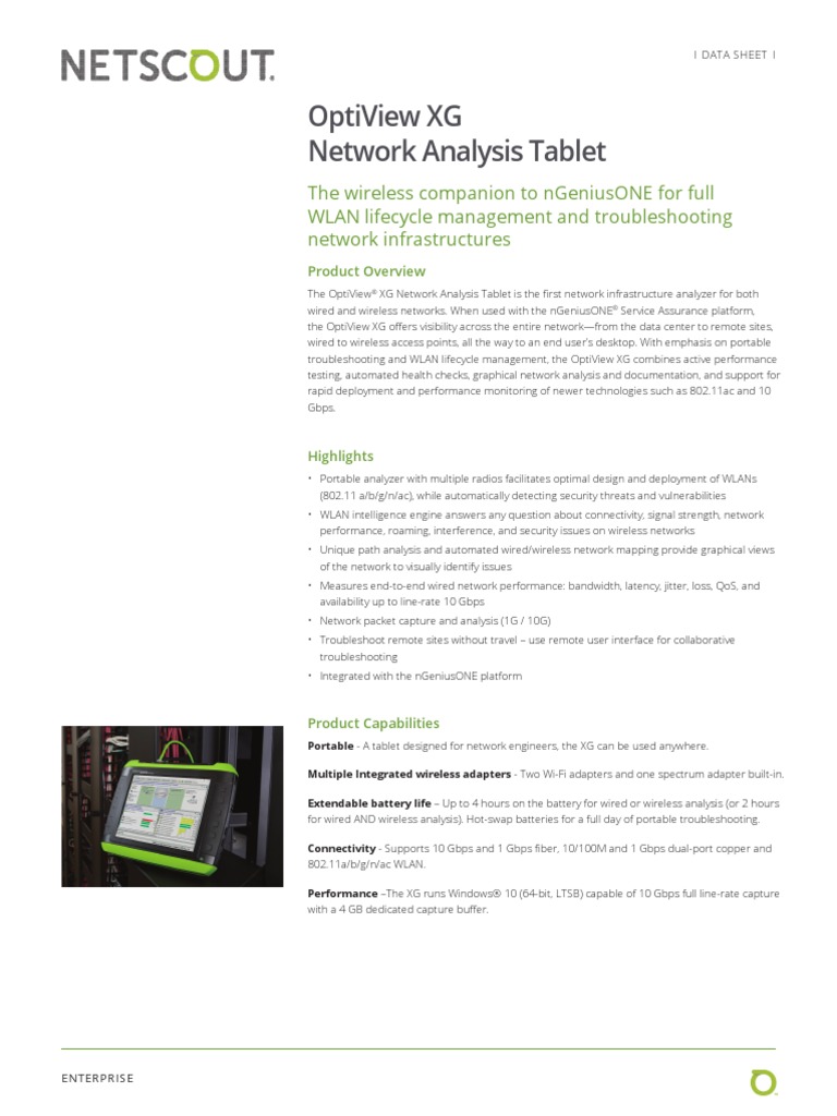 Netscout Ds Optiviewxg Network Analysis Tablet | PDF