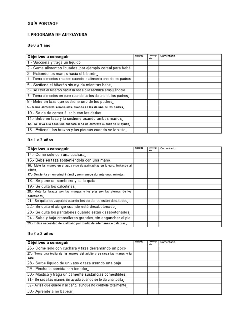 Guia Portage | PDF | Juguetes | Verbo