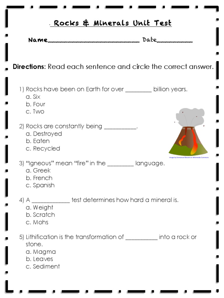 Rocks & Minerals - Unit Test | PDF | Rock (Geology) | Earth Sciences