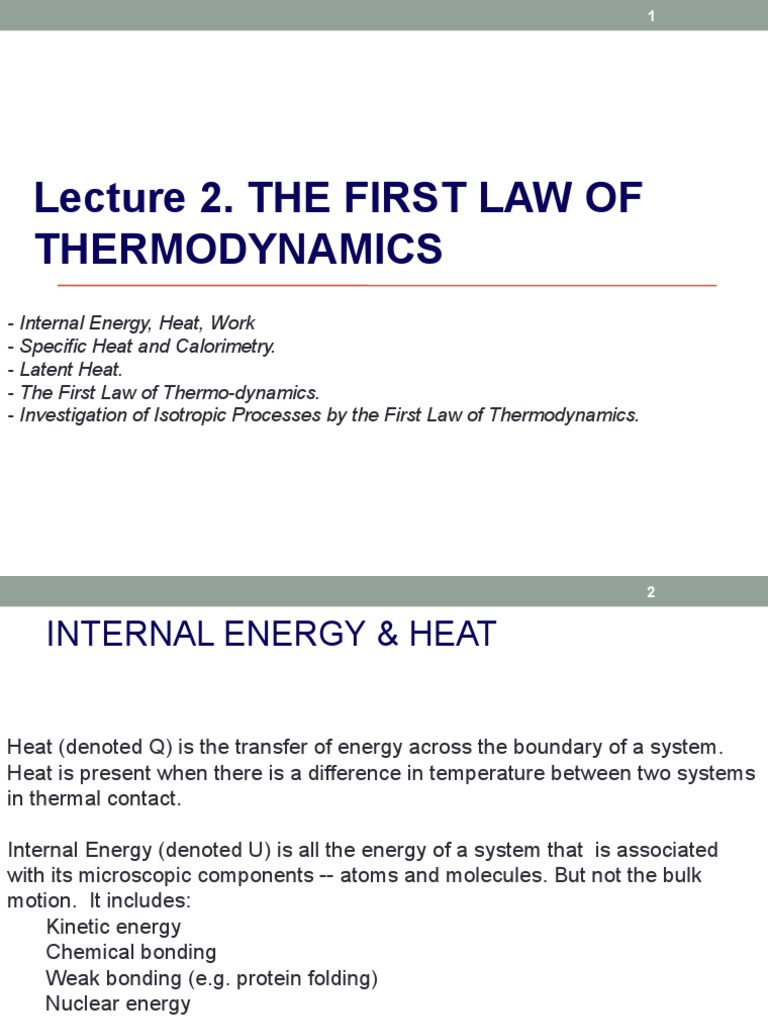 First Law of Thermodynamics Overview | PDF | Heat | Latent Heat