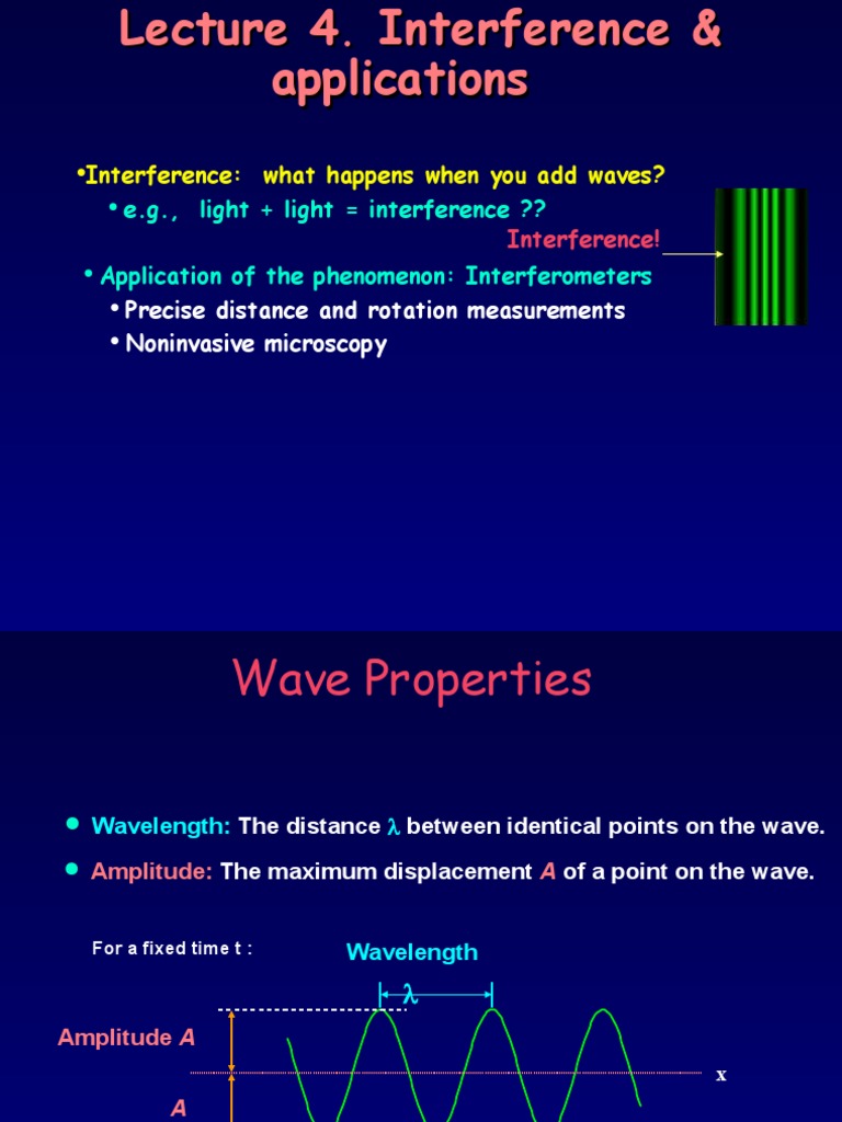 Lecture 04 - Interference and Applications | PDF | Waves | Wavelength