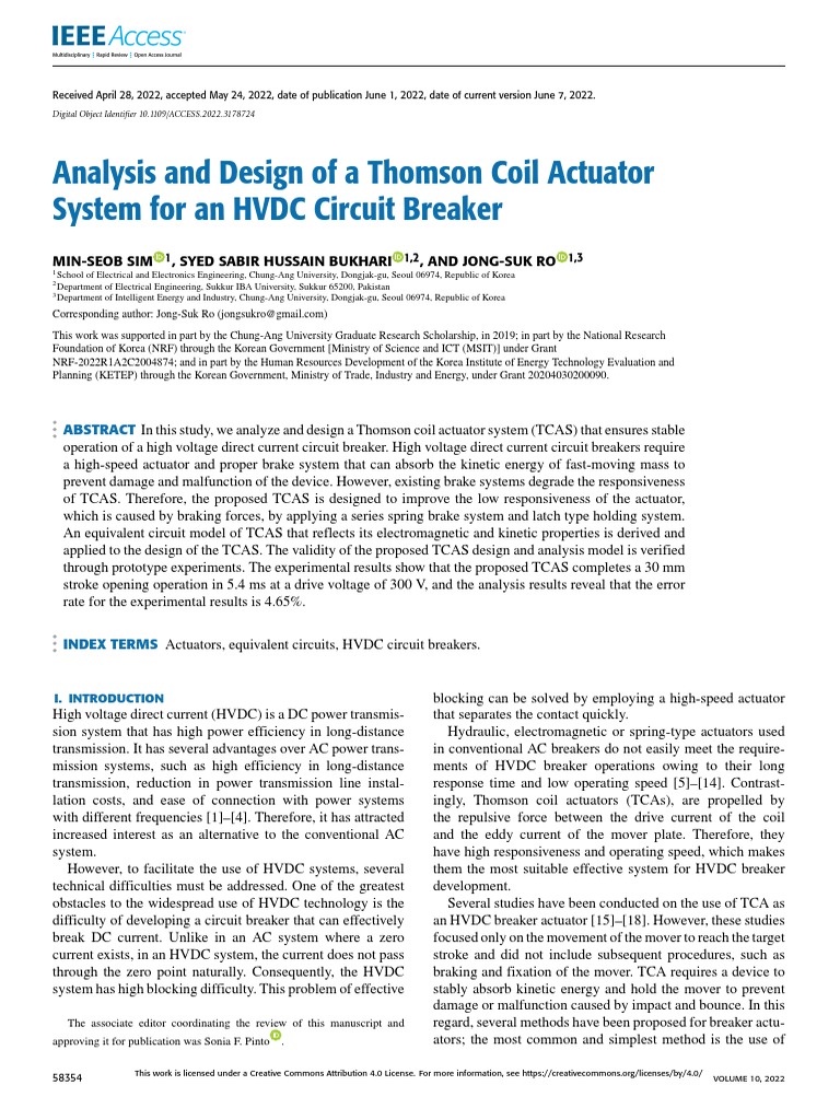 Analysis and Design of A Thomson Coil Actuator System For An HVDC ...