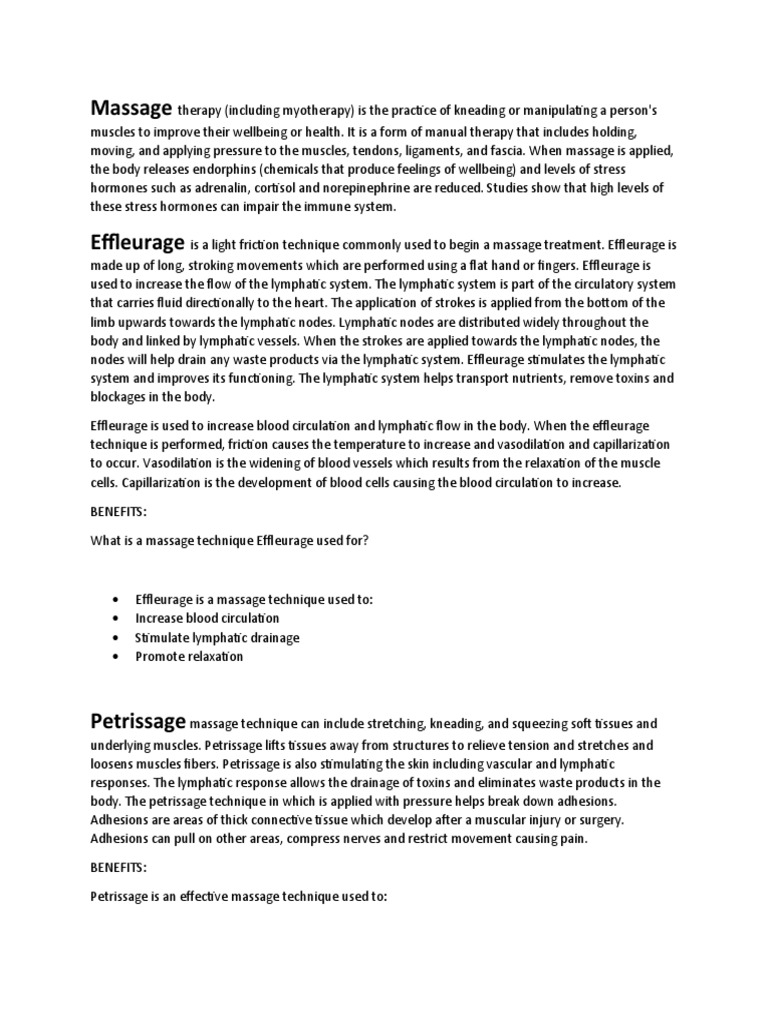 Effleurage Is A Light Friction Technique Commonly Used To Begin A ...