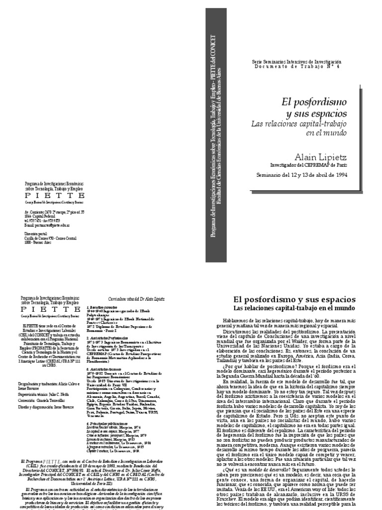 LIPIETZ, A. (1994), "El Posfordismo y Sus Espacios. Las Relaciones ...