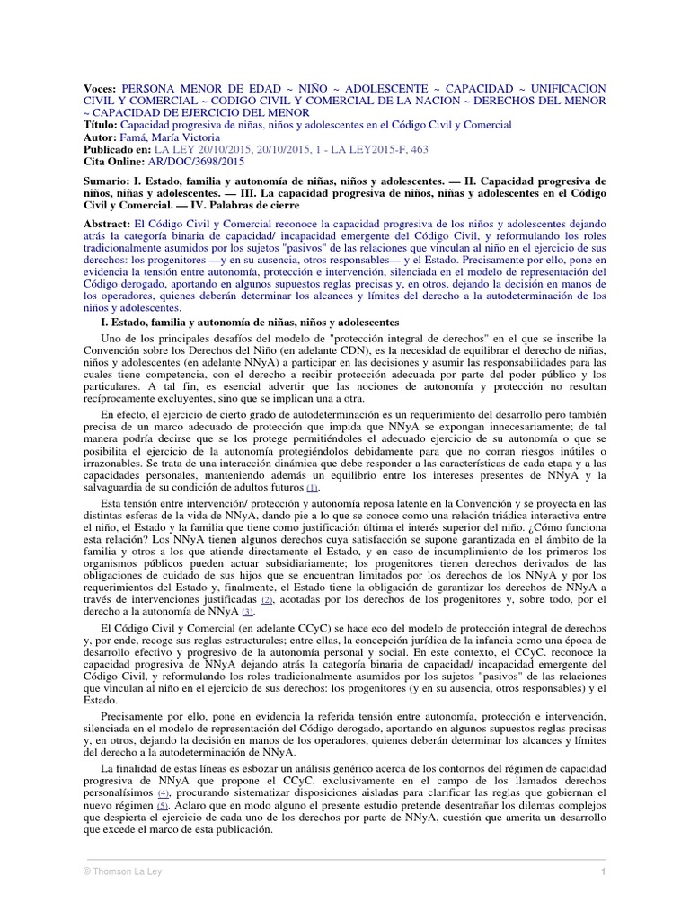 Doctrina Capacidad Progresiva de Niñas, Niños y Adolescentes en El ...