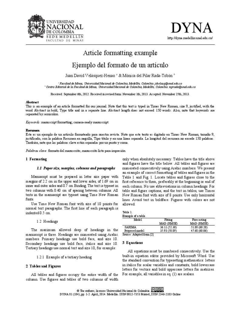 Formato Articulo Revista DYNA | PDF | Written Communication | Writing