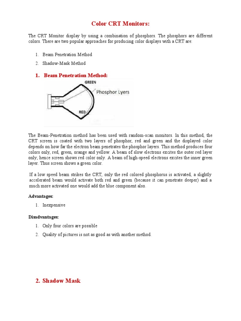 Color CRT Monitors | PDF | Liquid Crystal Display | Computer Monitor