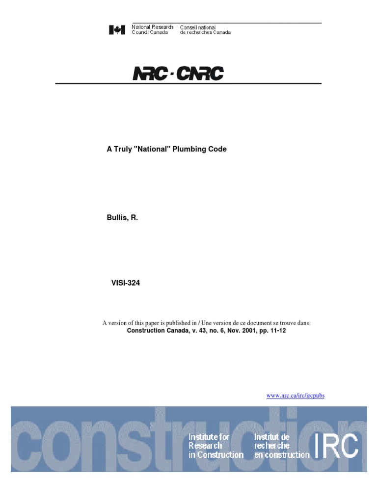 A Truly National Plumbing Code | PDF