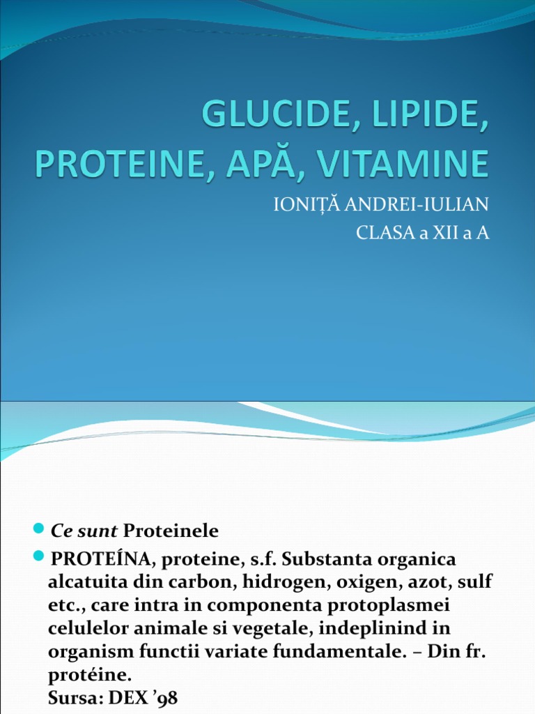 Glucide, Lipide, Proteine, Apă | PDF