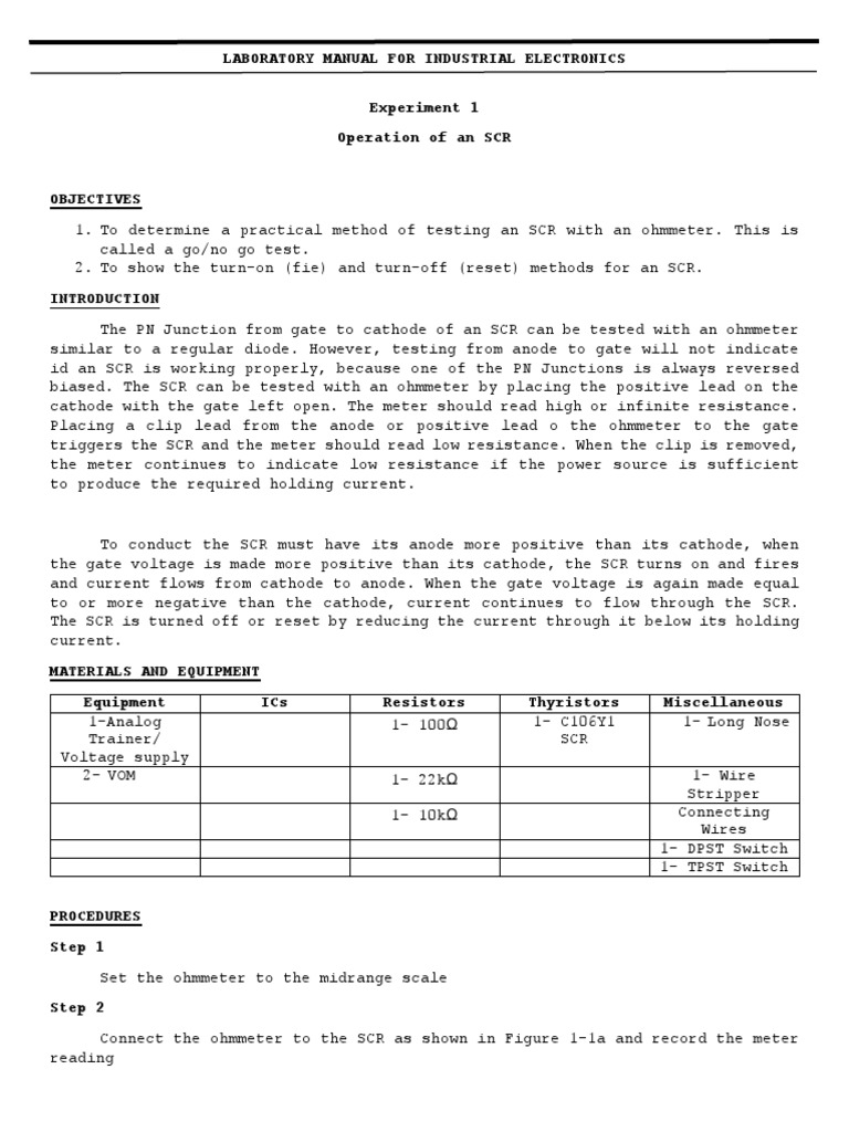 Operation of SCR | PDF | Cathode | Electrical Resistance And Conductance