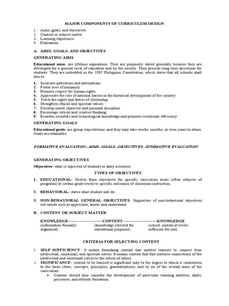 Curriculum Design Key Elements | PDF | Curriculum | Learning