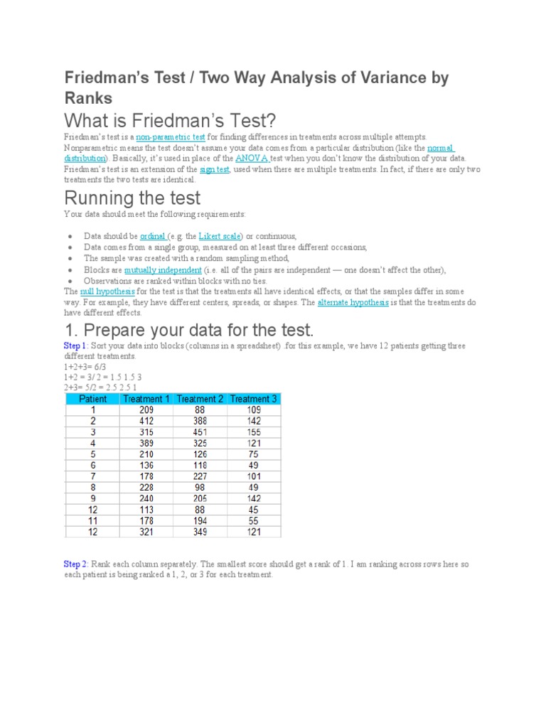Friedman ANOVA | PDF Friedman ANOVA | PDF