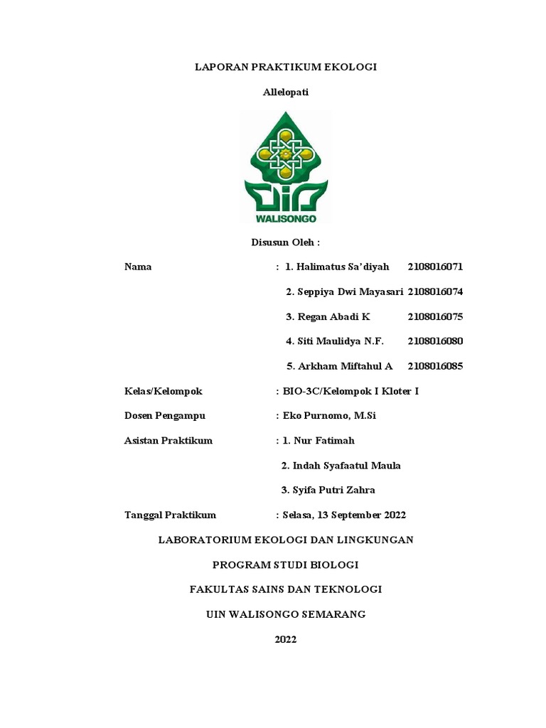 Laporan Praktikum Ekologi 4 Allelopati | PDF