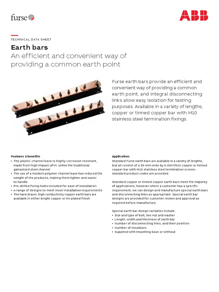 Furse Earth Bars Datasheet 260121 | PDF | Screw | Building Materials