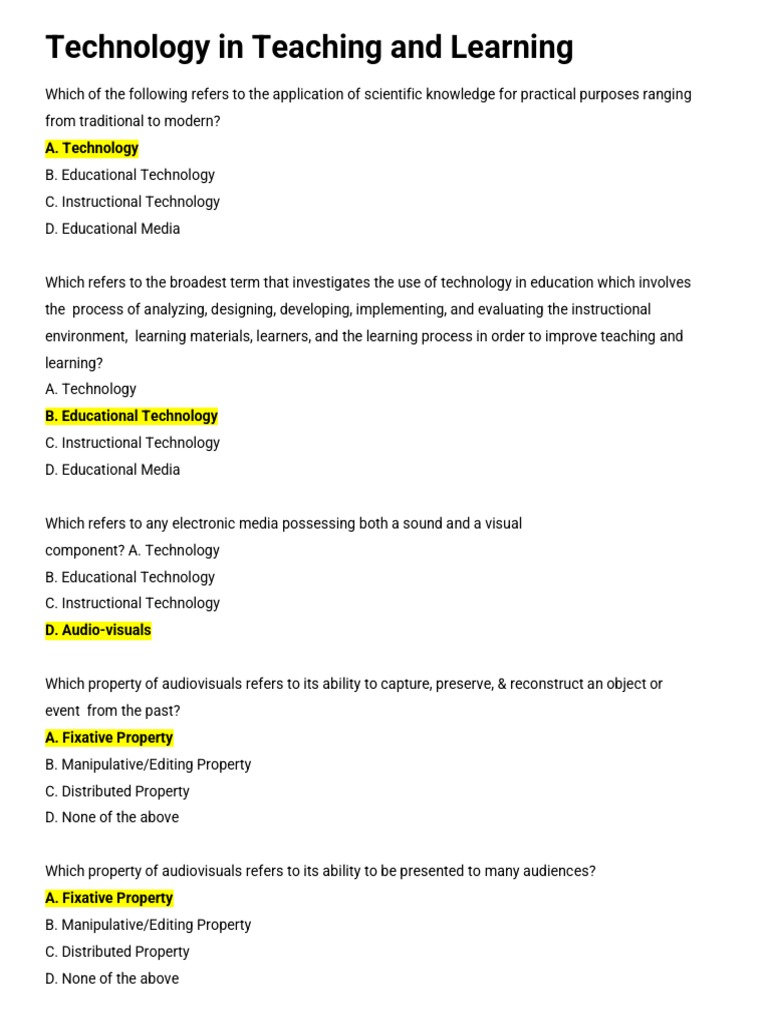 Technology in Teaching and Learning | PDF