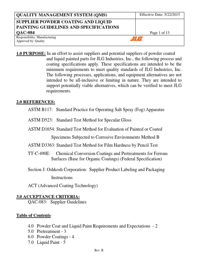 QMS Powder Coating and Liquid Painting Guidelines | PDF | Paint ...