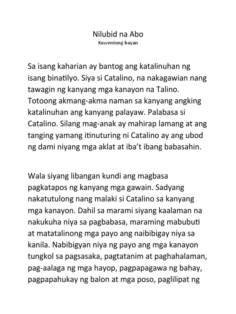 Nilubid Na Abo Kuwentong Bayan | PDF