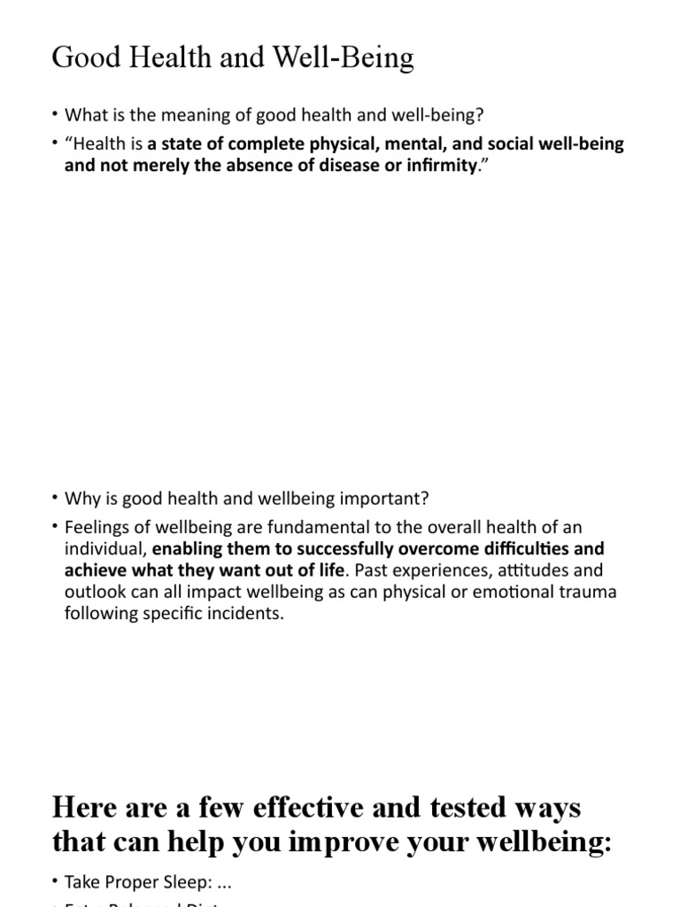 Good Health and Well-Being | PDF | Well Being | Health Sciences
