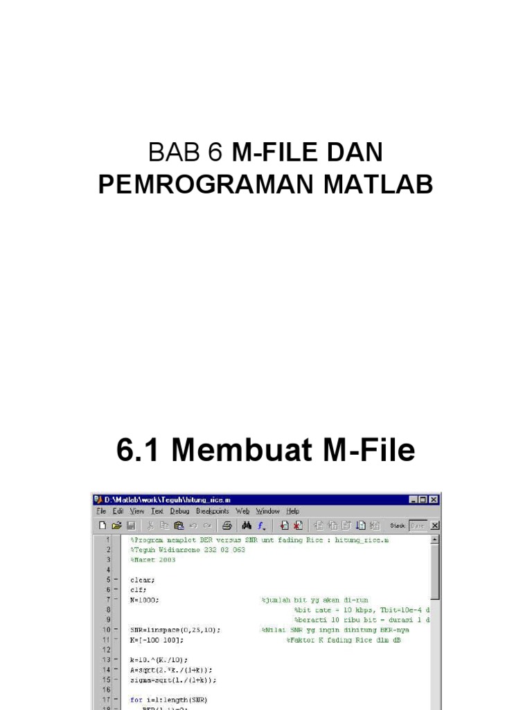 BAB 6 M-FILE DAN PEMROGRAMAN MATLAB (Elkomb) | PDF | Metode & Bahan Ajar