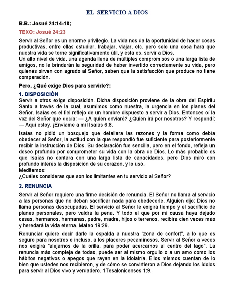 El Servicio A Dios | PDF | Dios | Creencia religiosa y doctrina