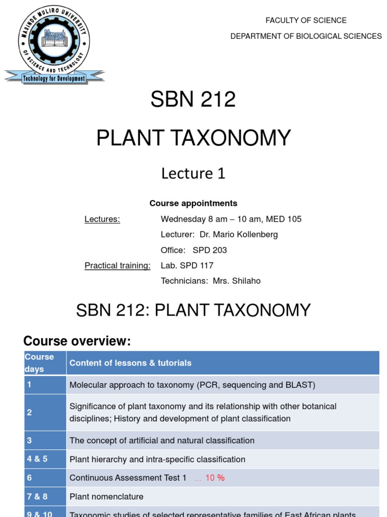 Plant Taxonomy Course Overview | PDF | Science & Mathematics