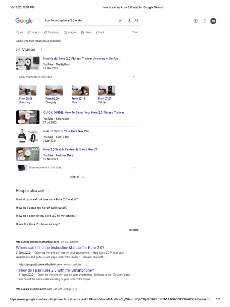 How To Set Up Kore 2.0 Watch - Google Search | PDF | Smartphone | Mobile App
