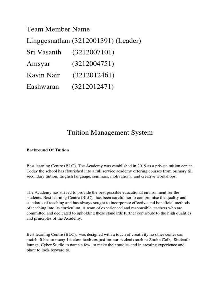 Tuition Management System Overview | PDF | Tuition Payments | Teachers