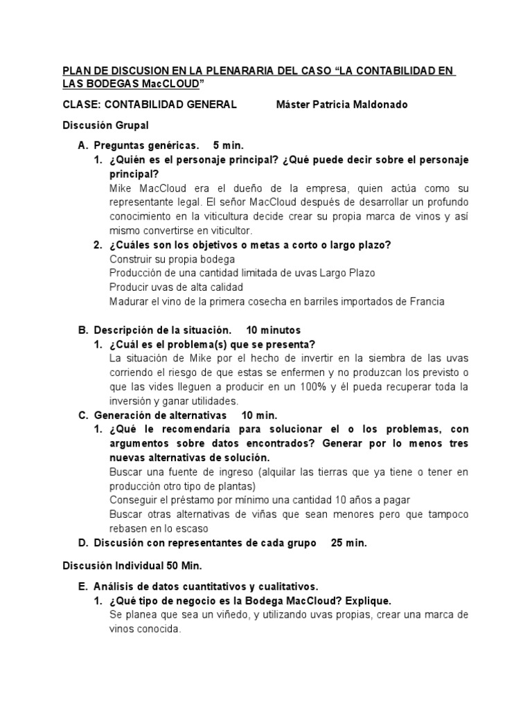 Contabilidad en Bodegas MacCloud: Análisis | PDF