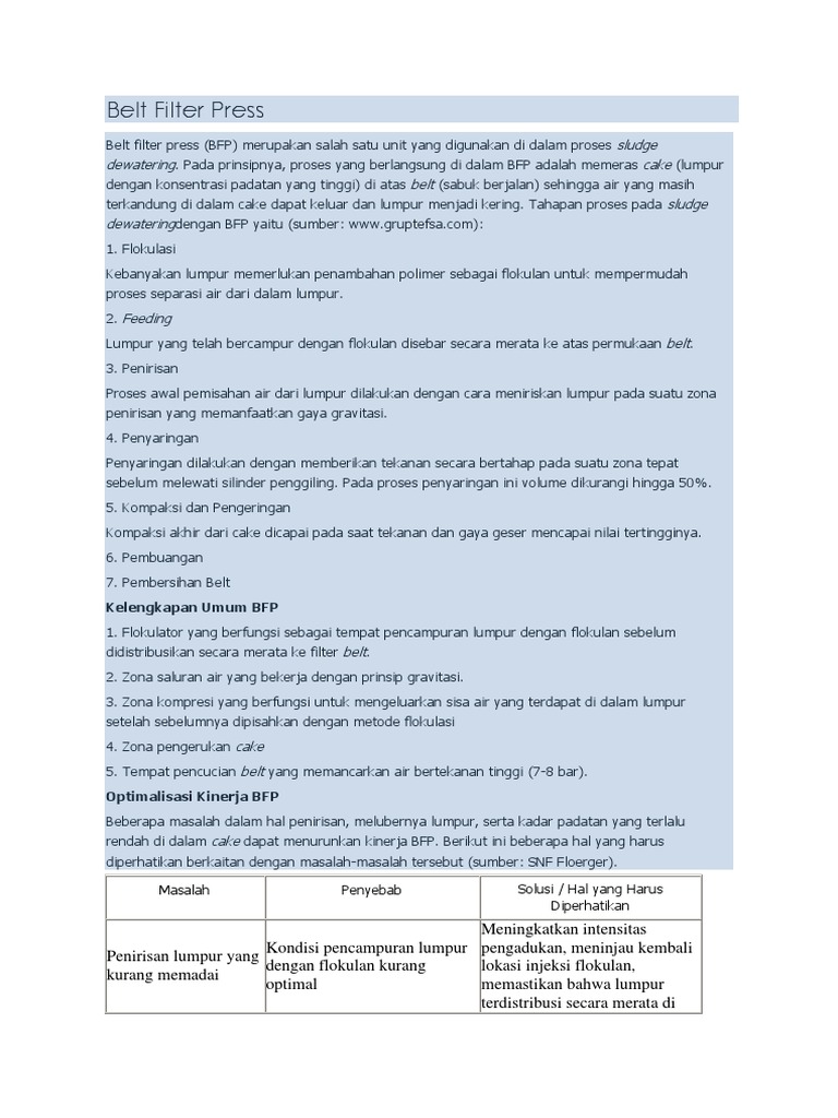 Belt Filter Press | PDF